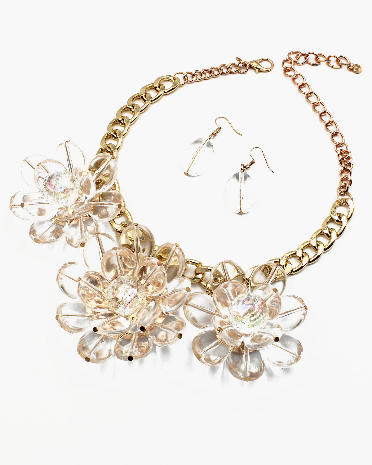 Lucite Flower Statement Necklace Set Sam Moon Trading