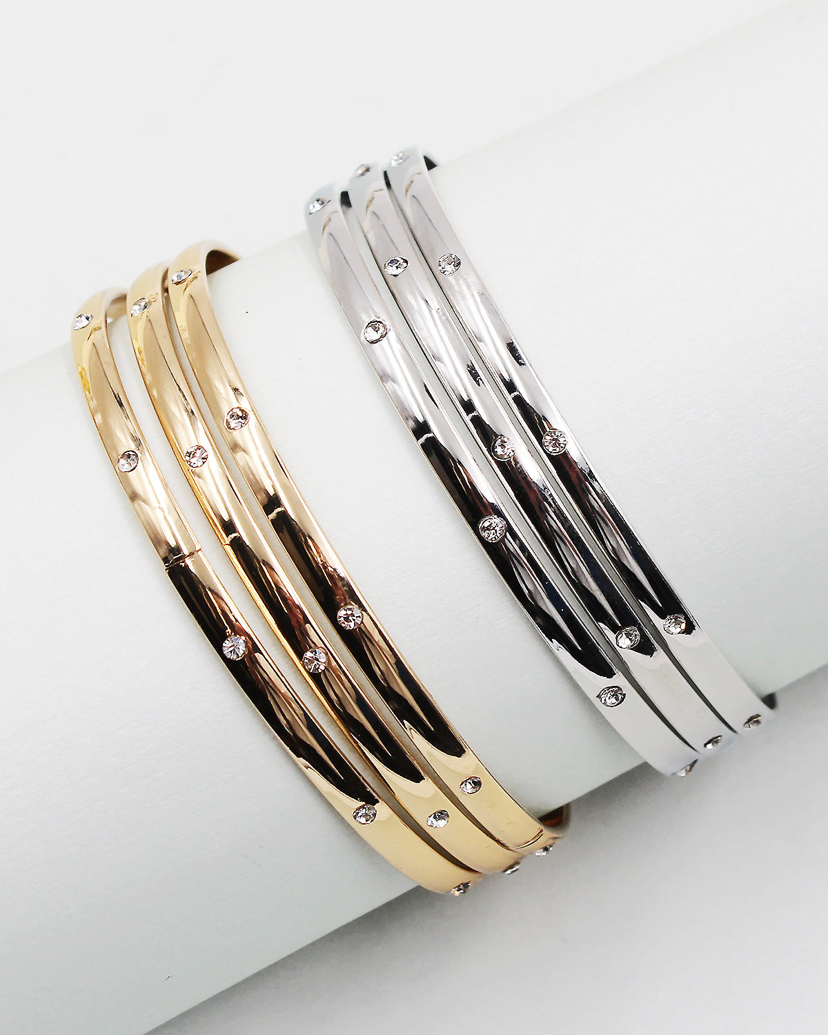 Triple Layered High Gloss Metal Bangles Set – Sam Moon Trading
