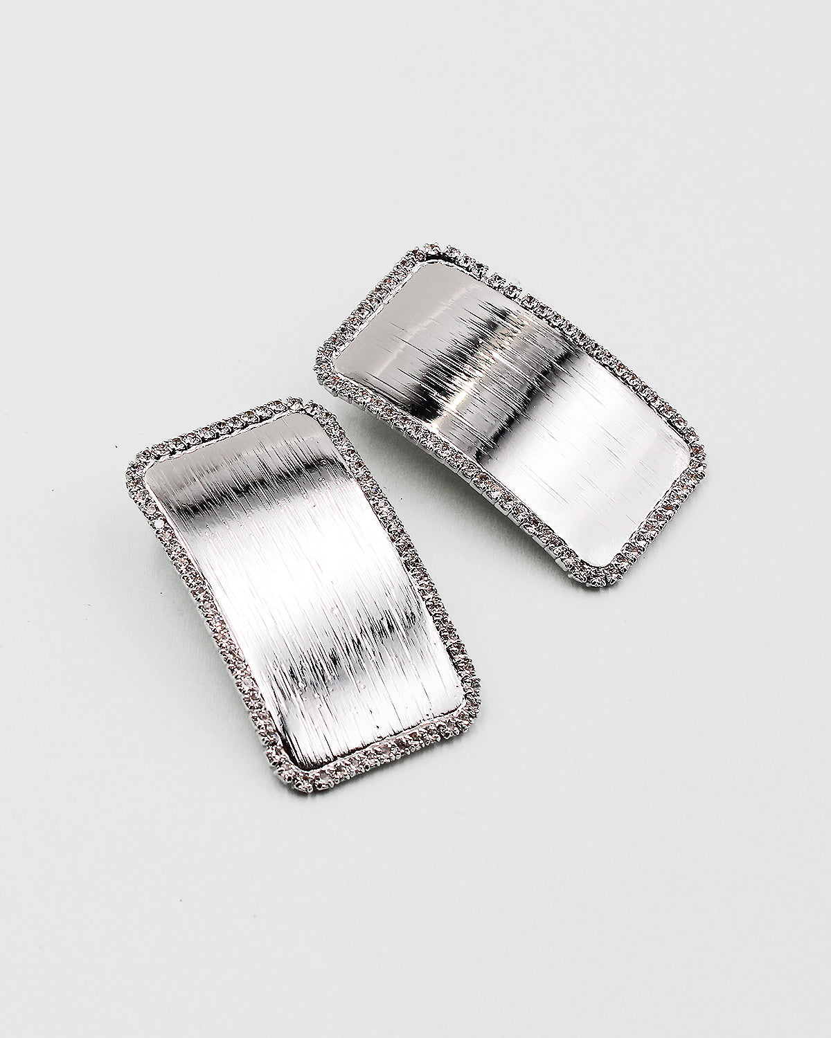 Rhinestone Edged Metal Plate Earrings – Sam Moon Trading