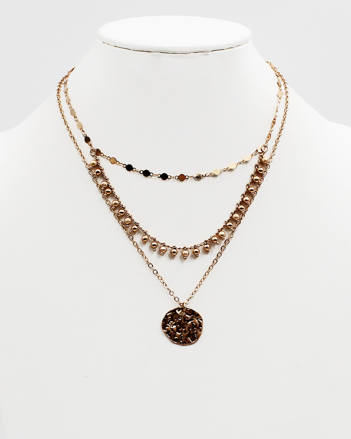 Textured Metal Coin Charm Necklace – Sam Moon Trading