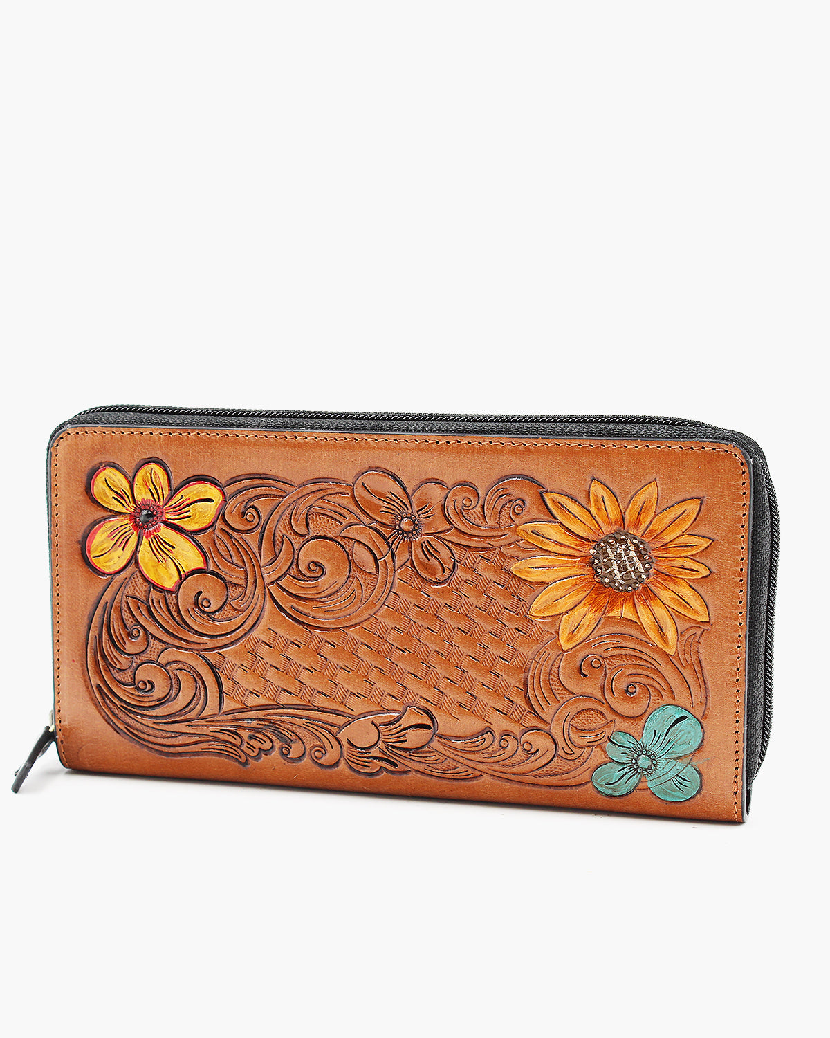 Flower Stamped Leather Wallet – Sam Moon Trading