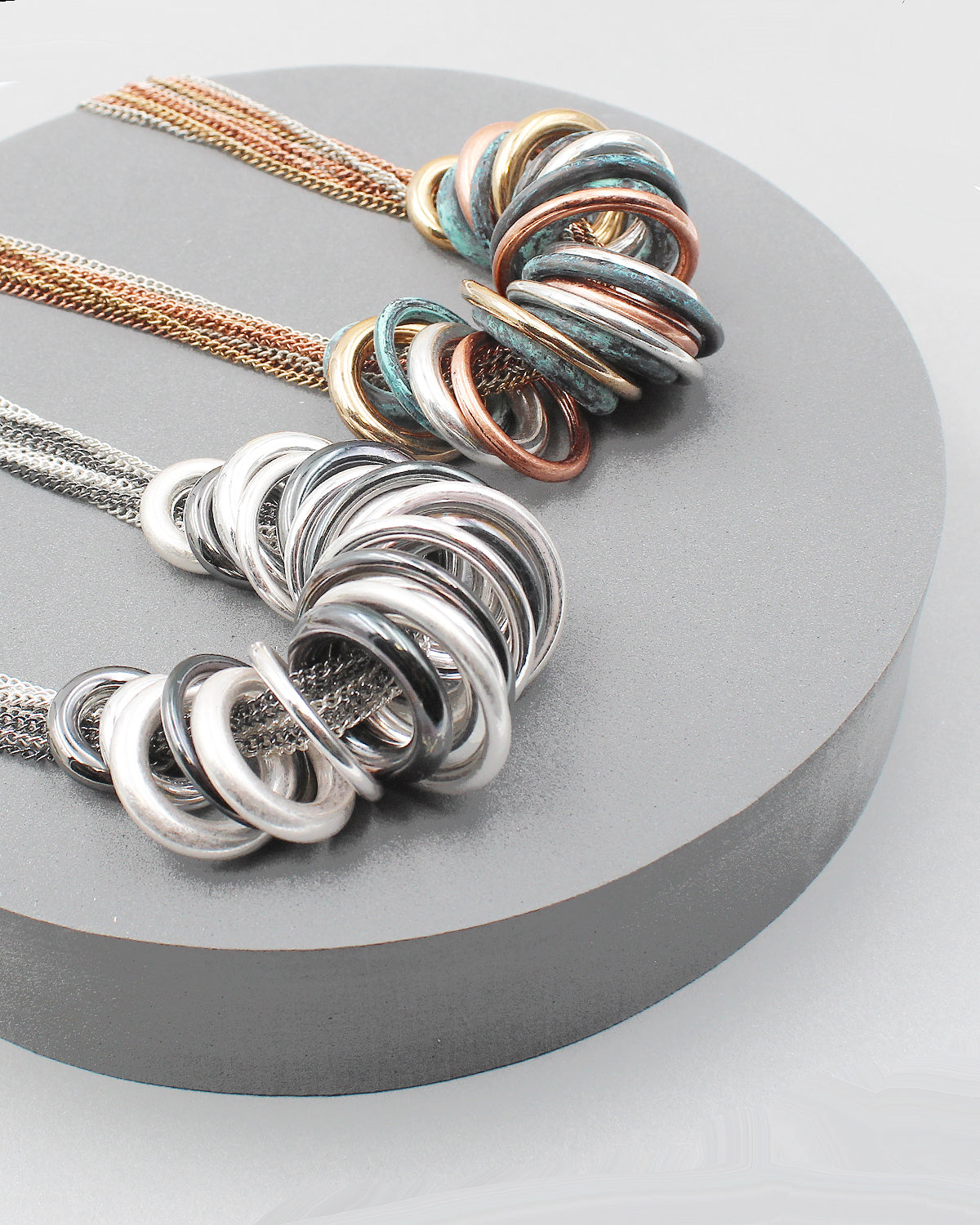Metal Ring Necklace with Multiple Chains – Sam Moon Trading